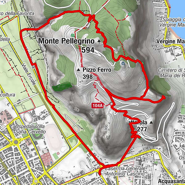 Hike Palermo (Monte Pellegrino), Italy - BERGFEX - Wanderung - Tour ...