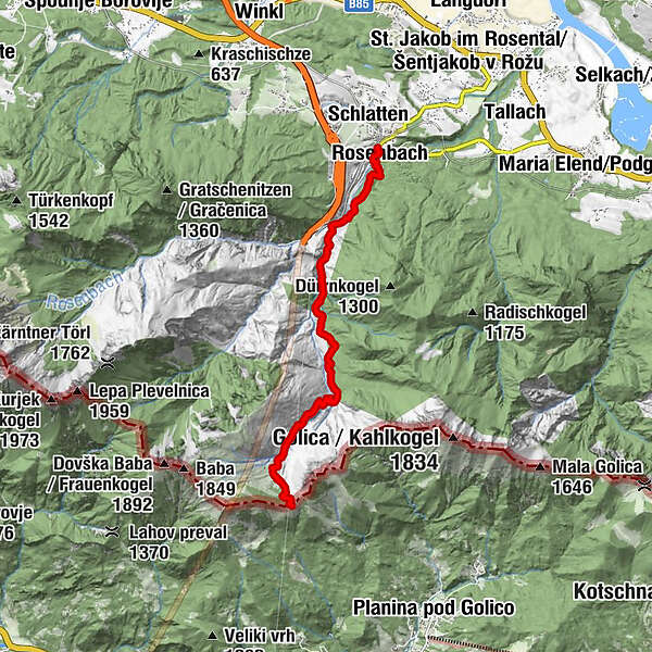 Zubringer Panoramaweg Südalpen - Von Rosenbach zur Kahlkogelhütte ...