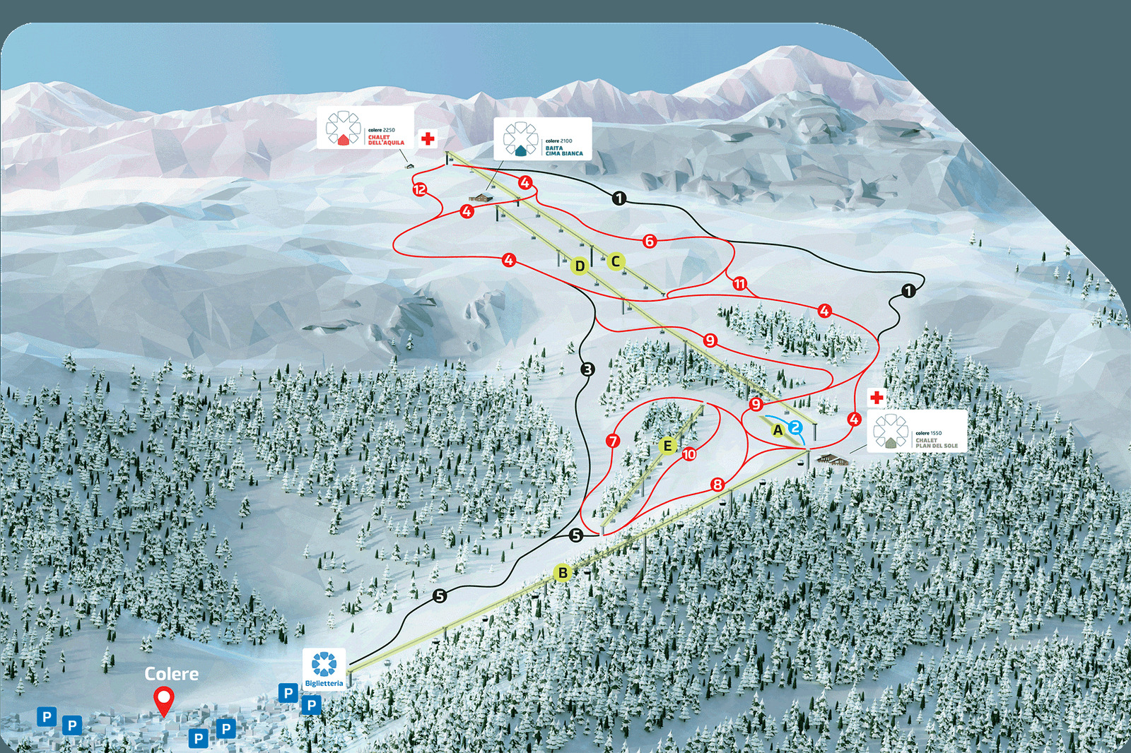 BERGFEX: Mappa delle piste Colere - Cartina panoramica Colere - Mappa ...