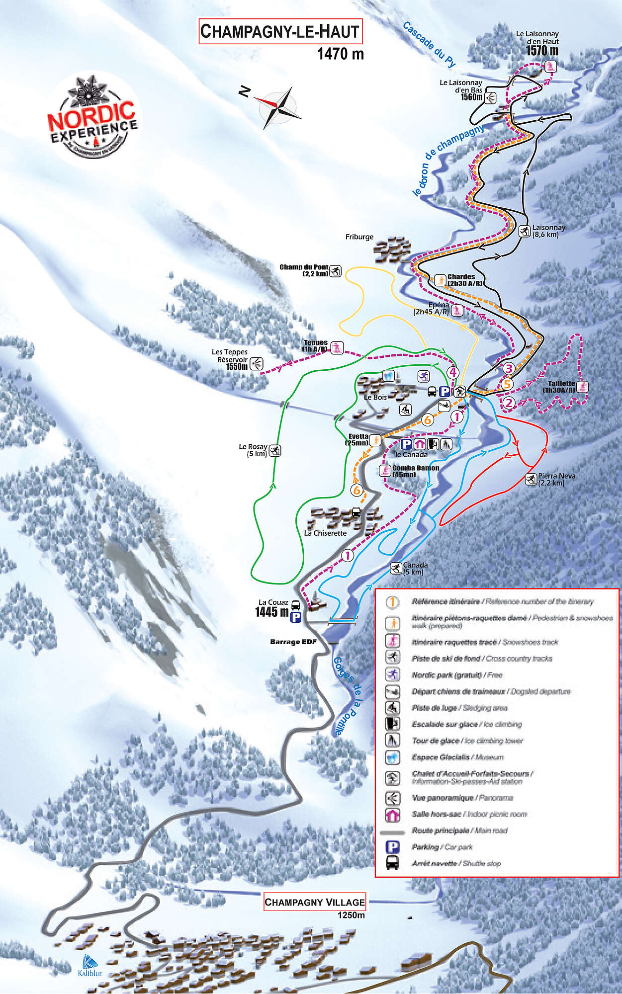 BERGFEX: Plan des pistes Champagny-en-Vanoise: Ski de fond Champagny-en ...