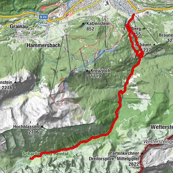 Reintalangerhütte über Partnachklamm - BERGFEX - - Rundresa Bavaria