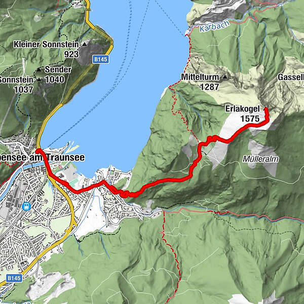 Ebensee am Traunsee - Trauneck - Rindbach - Erlakogel - BERGFEX ...