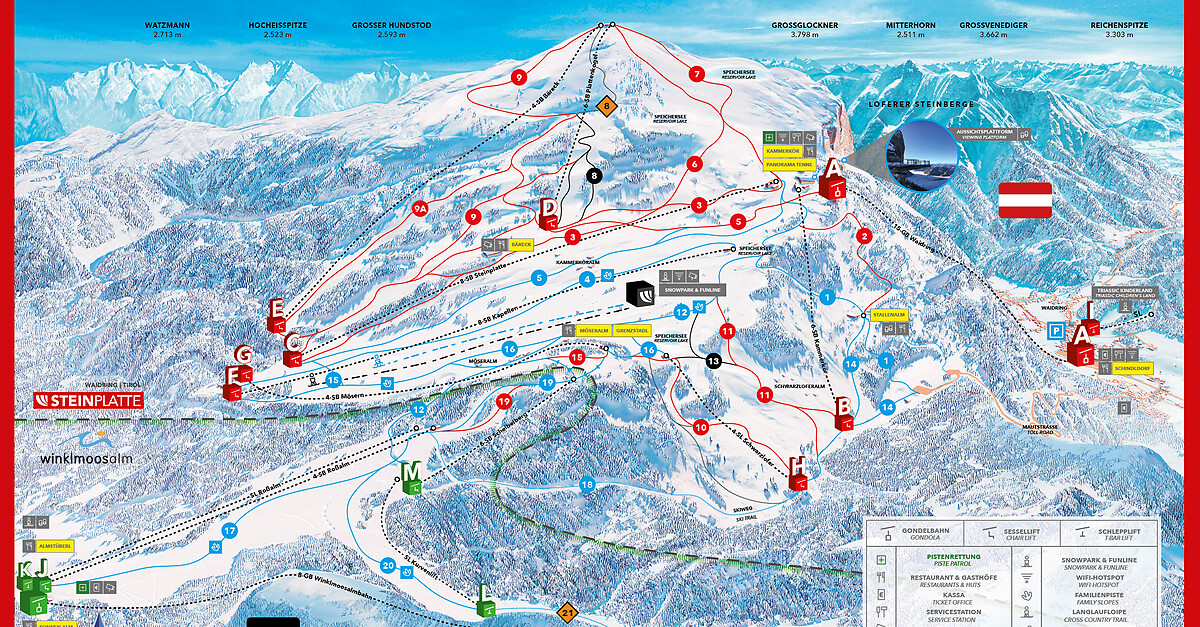 BERGFEX: Piste map Steinplatte / Waidring - Panoramic map Steinplatte ...