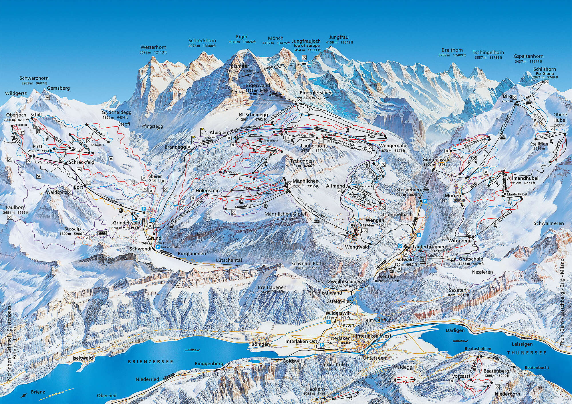 BERGFEX: Trail Map Jungfrau Region / Grindelwald: Cross-country skiing ...