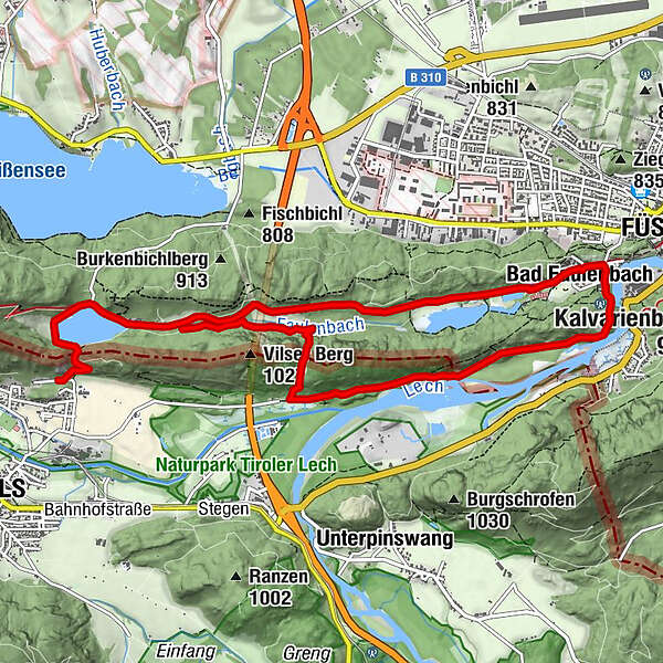 Füssen - St. Max - Unterberg - Vils - BERGFEX - Wanderung - Tour Tirol