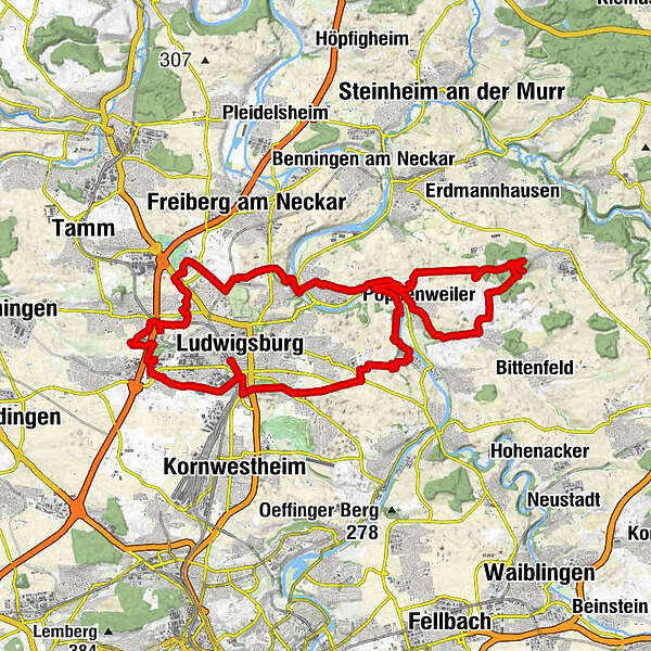Ludwigsburger Rundwanderweg - BERGFEX - - Túra Bádensko-Württembersko
