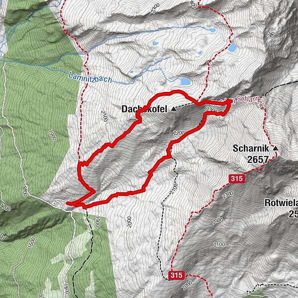 Weneberger Alm (Irschen): Unteralmhütte - LAMNITZSEE - DACHSKOFEL ...