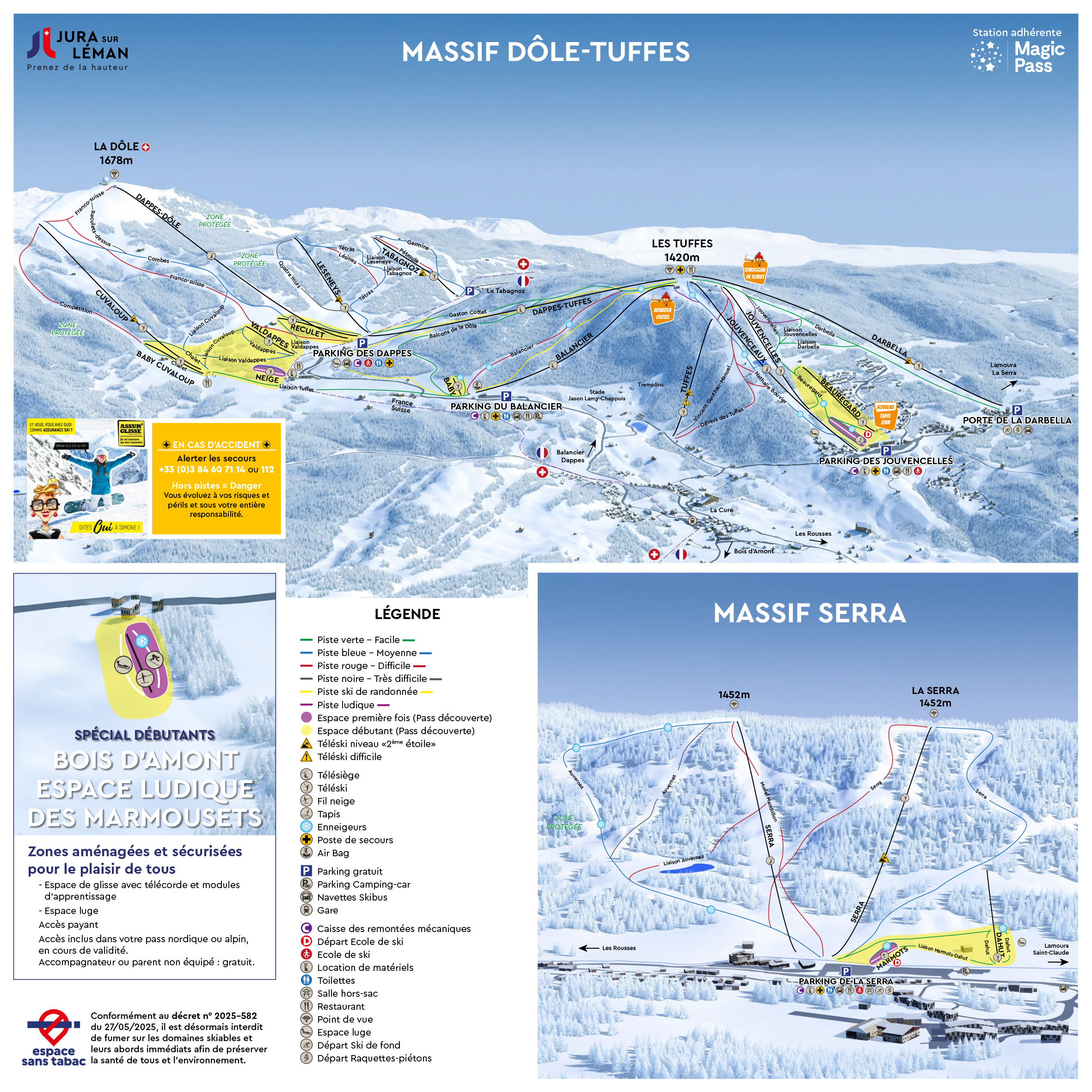 BERGFEX: Plan de piste La Dôle - Jura sur Léman - Carte panoramique La ...