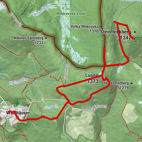Waldhausreibe - Lusen - Waldhäuserriegel - Berggasthof Lusen - BERGFEX - Wanderung - Tour Bayern