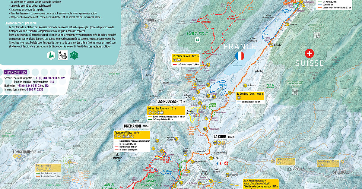 BERGFEX: Plan des pistes Domaine nordique Station des Rousses: Ski de ...