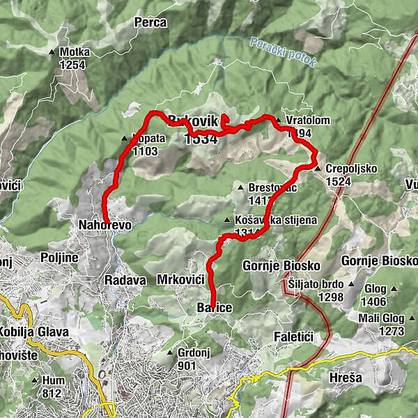 Barice - Crepoljsko - Bukovik - Nahorevo - BERGFEX - Wanderung - Tour ...