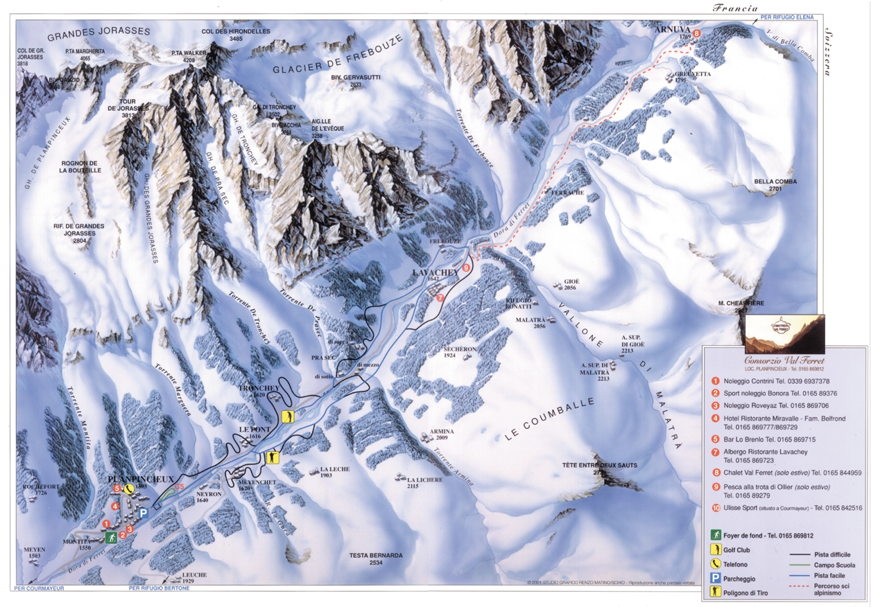 BERGFEX: Plan des pistes Courmayeur - Val Ferret: Ski de fond ...