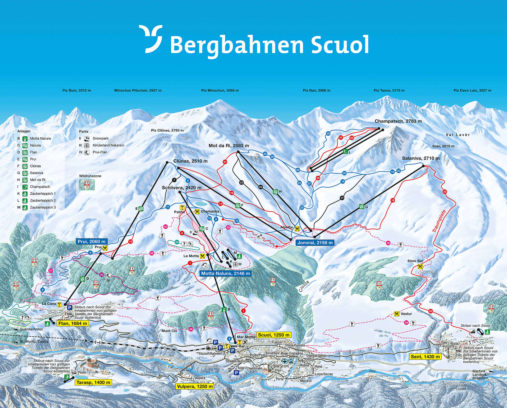 BERGFEX: Ski resort Scuol Motta Naluns - Skiing holiday Scuol Motta Naluns