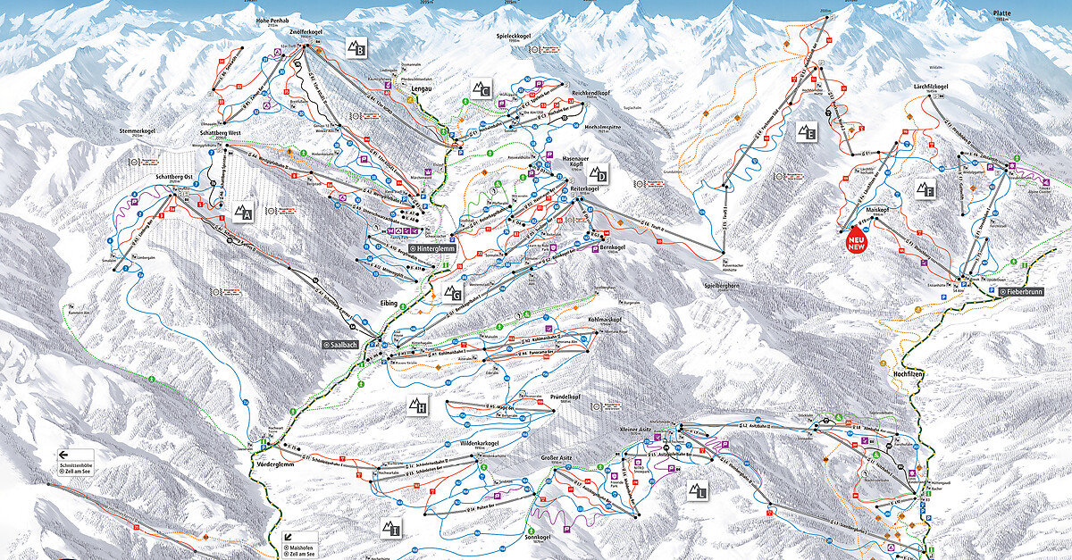 BERGFEX: Piste map Saalbach Hinterglemm / Leogang / Fieberbrunn ...
