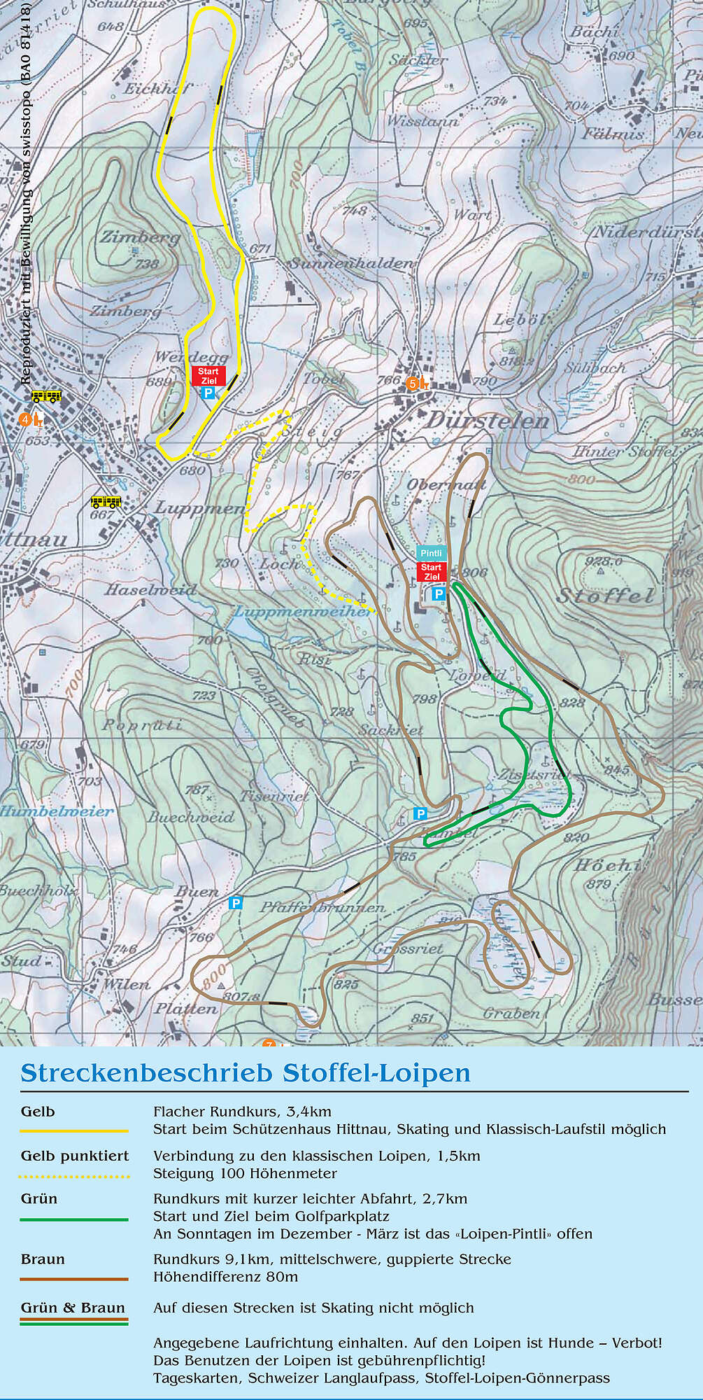 BERGFEX: Loipenplan Hittnau: Langlaufen Hittnau