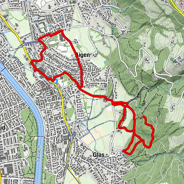 Aigen - Gasthof Schloss Aigen - Golser Hügel - Altstadt - BERGFEX - Wanderung - Tour Salzburger Land